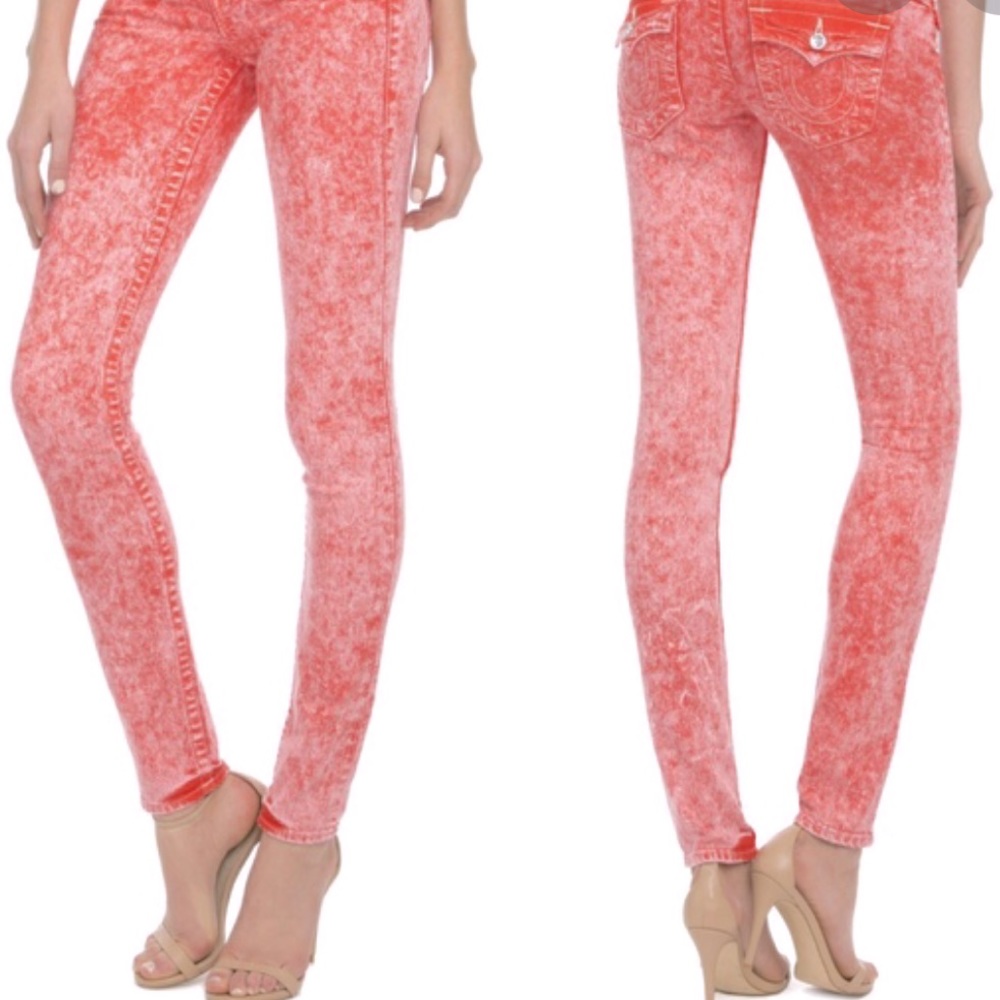 Acid Washed Red True Religon Jeans - Gem